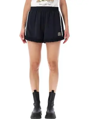 GANNI GANNI Recycled Polyester Mini Shorts With Ruffle Hem