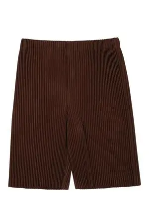 Issey Miyake Pleated Polyester Shorts - Brown