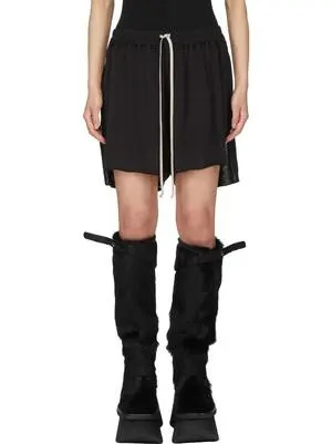 Rick Owens Drawstring Waist Boxers With Side Pockets & Slits - Nero