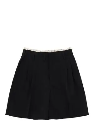 MAISON MARGIELA Virgin Wool Pleated Bermuda Shorts - Black