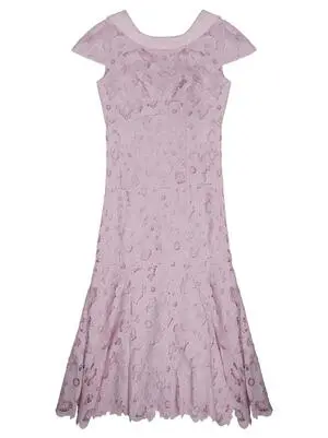 SELF-PORTRAIT Floral Lace Fit-and-flare Dress - Pink