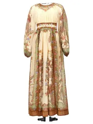 Zimmermann Cotton-silk Blend Metallic Thread Maxi Dress - Multicolour