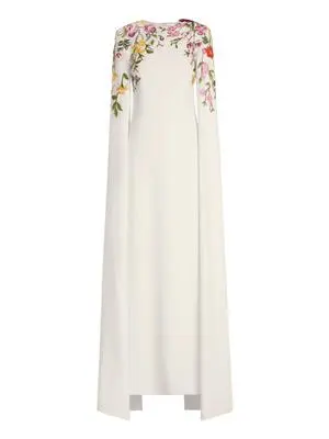 OSCAR DE LA RENTA Oscar De La Renta Mixed Botanical Embroidered Georgette Caftan