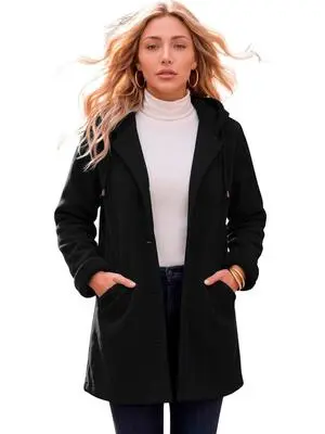 Roaman's Roaman's Hooded Fleece Coat Black