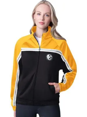 G-III 4HER BY CARL BANKS Pittsburgh Steelers Embroidered Track Jacket - Black