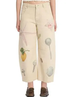 MUSE ASSEMBLY Muse Assembly Printed High Waist Barrel Leg Jeans