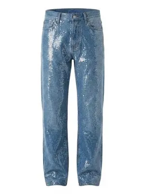 Gucci Sequined Denim Pants - Light Blue