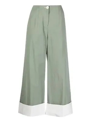 LOW CLASSIC Wide-leg Trousers With Turn-up Cuffs - Gray