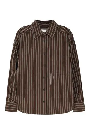 Closed Striped Cotton Shirt - Brown