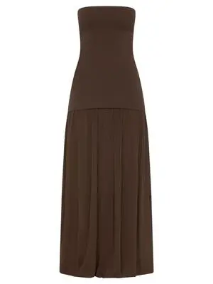 ST. AGNI Strapless Lantern Hem Maxi Dress - Cedar