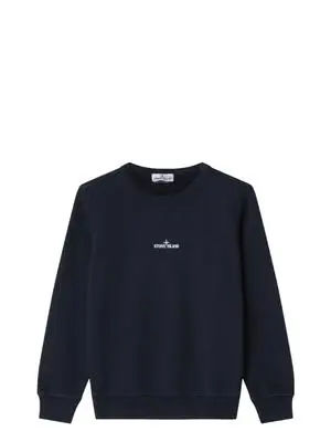 Stone Island Crewneck Sweatshirt With Logo Print - Navy