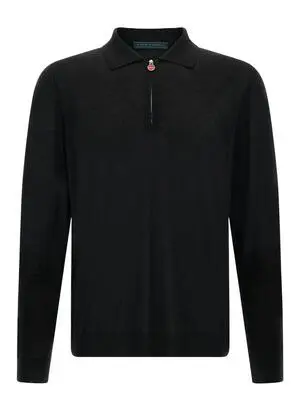 Kiton 14 Microns Zip-neck Polo Shirt - Black