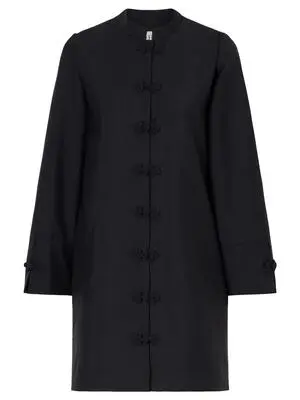 RÓHE Mandarin Collar Long Sleeve Dress With Chinese Knot Buttons - Black