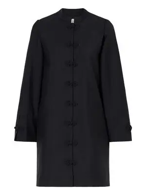 RÓHE Mandarin Collar Long Sleeve Dress With Chinese Knot Buttons - Black