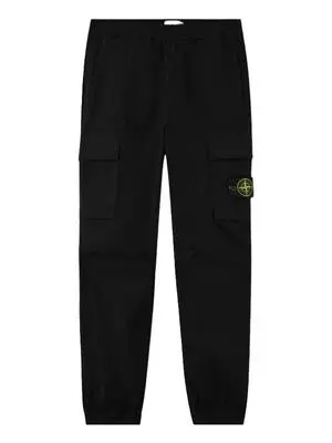 Stone Island Regular-tapered Fit Cargo Trousers With Drawstring Waistband - Black