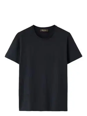 Loro Piana Ribbed Crewneck T-shirt - Navy Blue