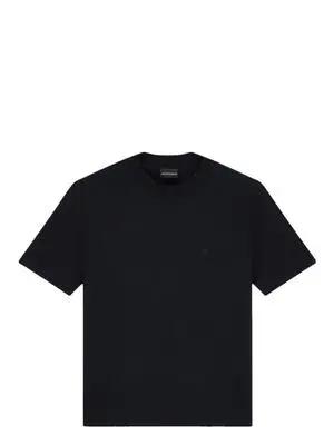 Emporio Armani Jersey T-shirt With Micro Eagle Embroidery - Black