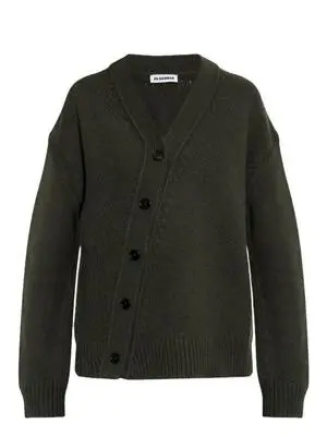 JIL SANDER V-neck Cardigan With Ribbed Cuffs And Hem - Black