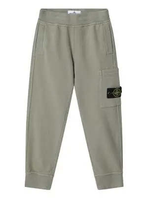 Stone Island Moss Cotton Jogging Trousers With Compass Patch - Mud