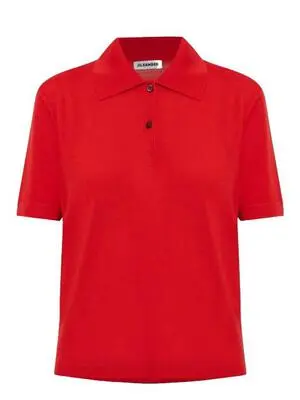 JIL SANDER Short Sleeve Polo Shirt - Red