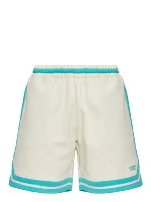 Mcm Elastic Waist Shorts With Embroidery - Cream