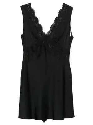 Rixo Sleeveless V-neck Lace Detail Dress - Black