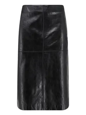 Soeur Leather A-line Skirt With Back Zipper - Black