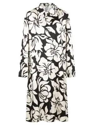 Dries Van Noten Long Sleeve Printed Shirt Dress - Black