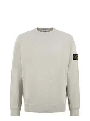 Stone Island Crewneck Sweatshirt With Ribbed Details - Sand-colored