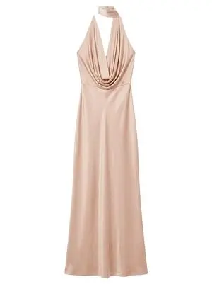 AMAZUIN Draped Halterneck Maxi Dress - No