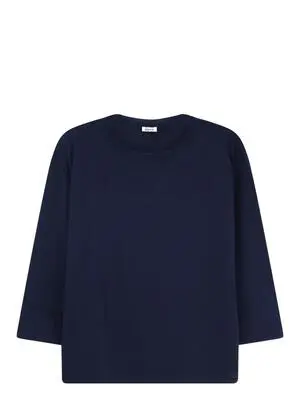 Aspesi Ribbed Crew Neck Three-quarter Sleeve Top - Blue