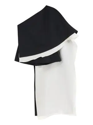 RÓHE Asymmetrical One-shoulder Top With Draped Pleats - Black