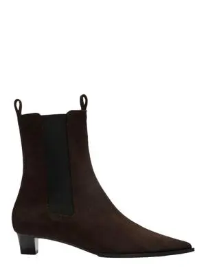 AeydĒ Suede Ankle Boots With Pointed Toe And Conical Heel - Mocha