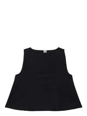 BASERANGE Sleeveless Boat Neck Top With Curved Hem - Black
