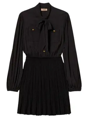 TWINSET Dress With Knitted Skirt And Bow Neckline - Black