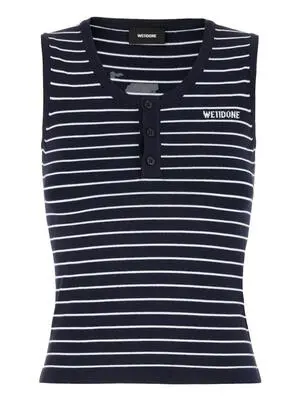 We11Done Striped Sleeveless Vest - Navy