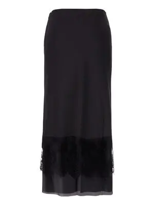We11Done Straight Maxi Skirt With Lace Hem - Black