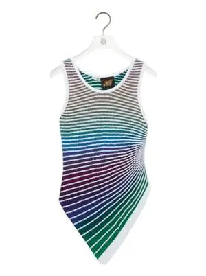 Loewe Asymmetrical Pleated Knit Top - Multicolor/white