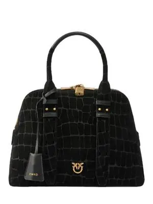 Pinko Escape Bag Small Handbag In Crocodile-print Leather - Black