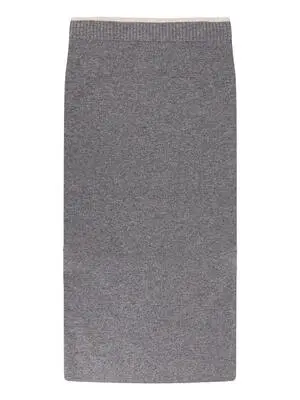 Pinko Logo Patch Knitted Midi Skirt - Gray
