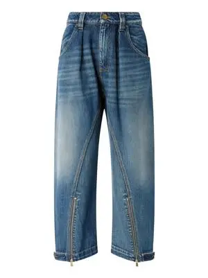 Pinko Zip Detailed Balloon Jeans - Blue