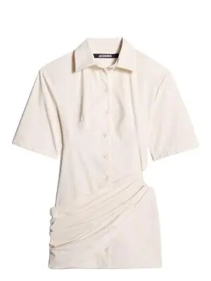 Jacquemus Draped Mini Shirt Dress - White