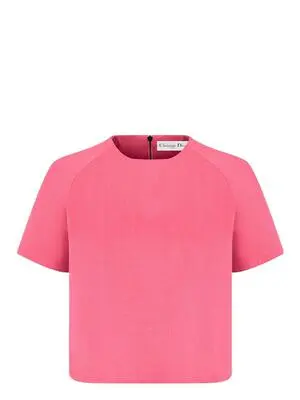 Dior Wool Silk Blend Short Sleeve Top - Pink