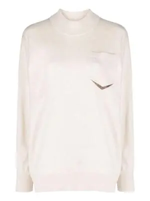 Brunello Cucinelli Oversized High Neck Jumper With Pocket Detail - White