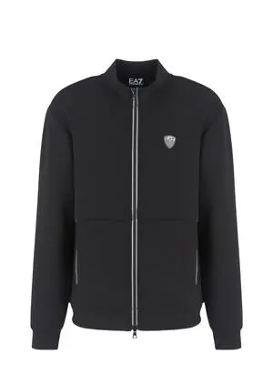 EA7 Logo Appliqué Zip-up Sweatshirt - Black