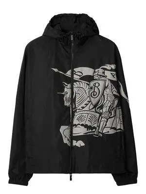 BURBERRY Burberry Zip-Up Hooded Jacket With Equestrian Knight Print