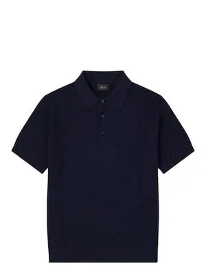 Brioni Cotton, Silk And Cashmere-blend Polo Shirt - Blue