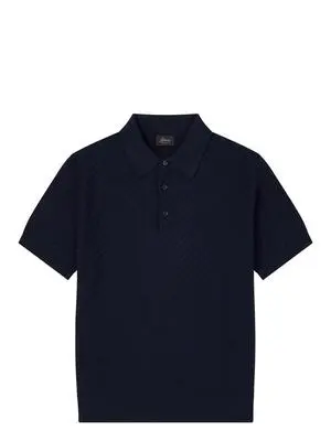 Brioni Cotton, Silk And Cashmere-blend Polo Shirt - Navy