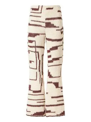 Alix Of Bohemia Farah Crocheted Cotton Flared Pants - Neutrals