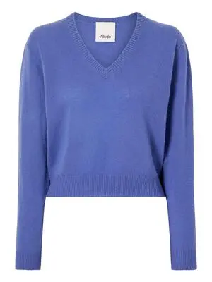 ALLUDE Cashmere V-neck Sweater - Blue